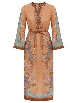 Zimmermann Indra Linen Midi Dress - Multicolor