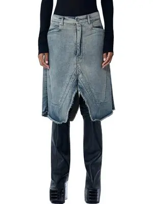 Rick Owens Slivered Denim Skirt - Multicolor