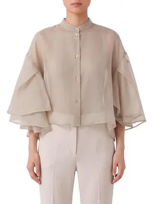 Max Mara MAX MARA Silk Cape Blouse Cream