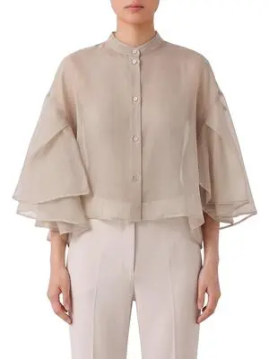 Max Mara Silk Cape Blouse - Cream