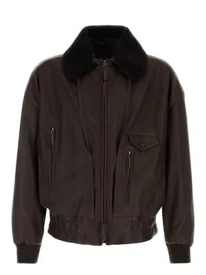 Giorgio Armani Dark Leather Jacket - Brown