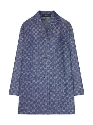 Gucci Gg Jacquard Cotton Denim Jacket - Blue