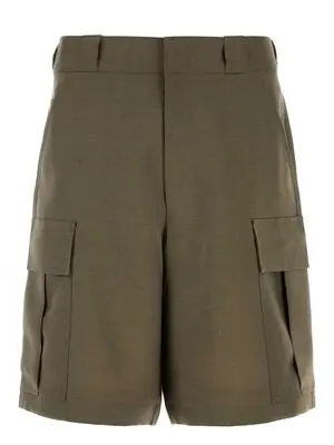 Prada Mohair Blend Cargo Bermuda Shorts - Green