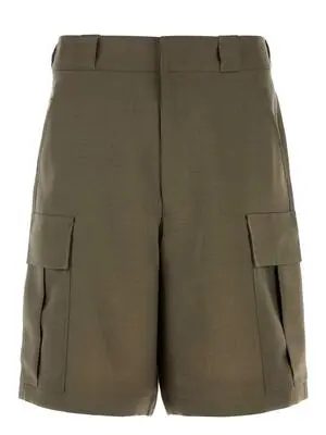 Prada Mohair Blend Cargo Bermuda Shorts - Green