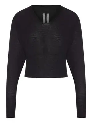 Rick Owens Cropped V-neck Sweater - Black