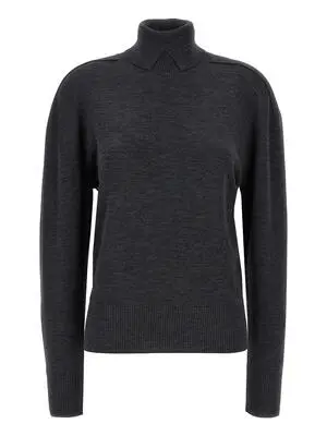 Burberry High Neck Wool Sweater - Gray
