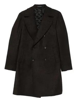 Tagliatore Textured Double-breasted Coat - Brown