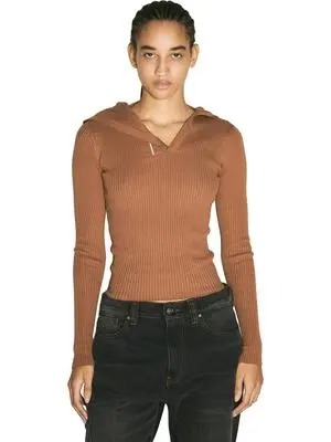 Y/project Pinched Shoulder Rib Sweater - Brown