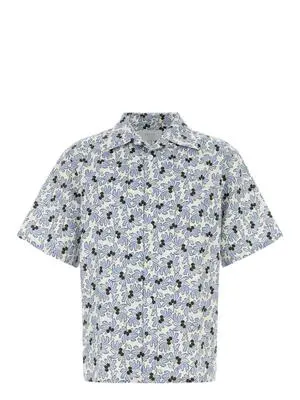 Prada Prada Men Prada Printed Cotton Poplin Shirt Cream
