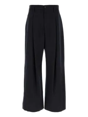 Giorgio Armani Virgin Wool Wide-leg Pant - Blue