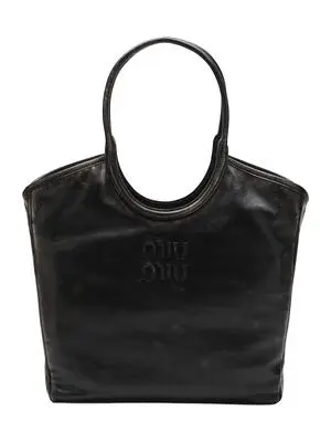 Miu Miu Ivy Shopping Tote In Lambskin Leather - Brown