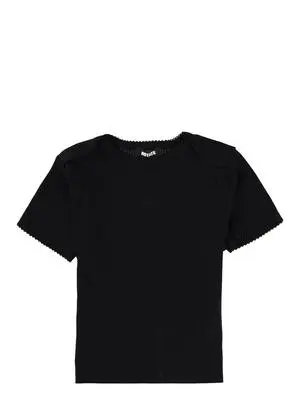 ROTATE BY BIRGER CHRISTENSEN Pointelle T-shirt - Black
