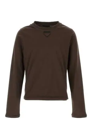 Prada Cotton T-shirt With Logo - Brown