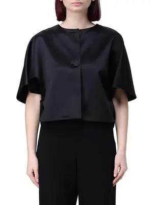 Max Mara Short Satin Jacket With Back Bow - Black