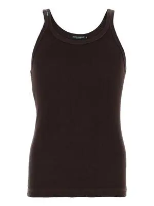 Dolce & Gabbana Chocolate Cotton Tank Top - Brown