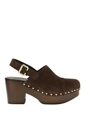 Chloé Jeannette Wedge Clogs In Glossy Calfskin - Brown