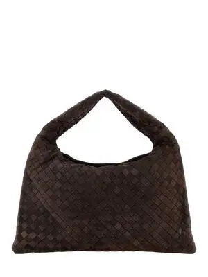 Bottega Veneta Hop Bag In Intrecciato Suede - Brown