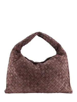 Bottega Veneta Hop Bag In Intrecciato Suede - Brown