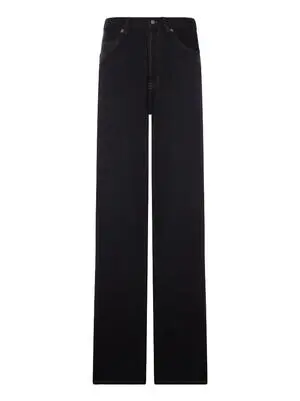 Saint Laurent Wide Leg High Waist Denim Jeans - Black