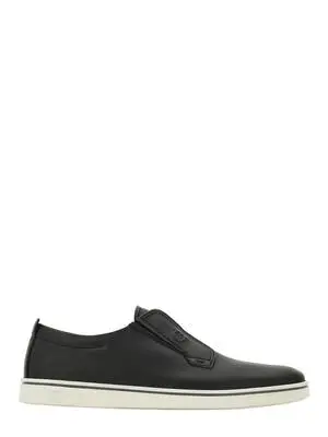FERRAGAMO Leather Slip-on Trainers - Black