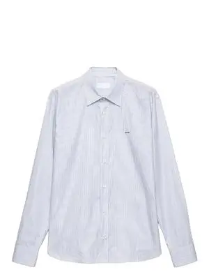 Prada Striped Cotton Poplin Shirt - Blue