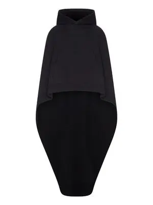 Balenciaga Oversized Asymmetric Hooded Sweatshirt Cape - Black