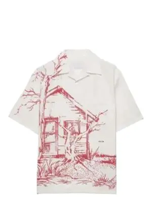 Prada Cotton Poplin Shirt With Print - Red