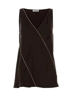JIL SANDER Chocolate Viscose Top - Brown