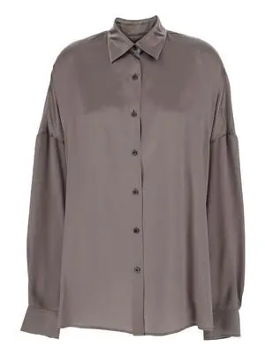 Dries Van Noten Casia Gray Shirt With Classic Collar And Long Sleeves In Cotton For - Multicolor