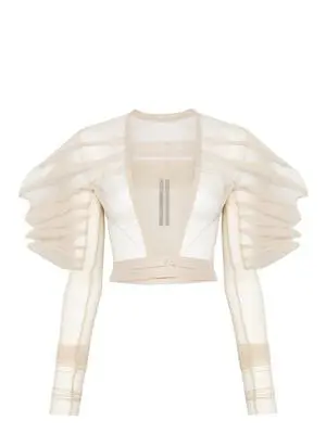 Rick Owens RICK OWENS Wrap-Around Long Sleeve Crop Top Cream