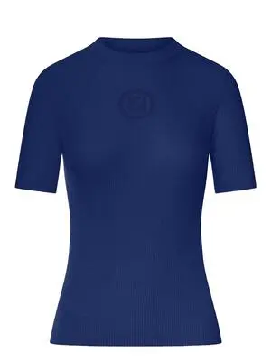 Fendi Cotton Sweater With Front Logo - Blue