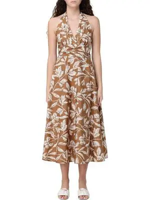 Max Mara Max Mara Women Max Mara Printed Cotton Midi Dress Brown