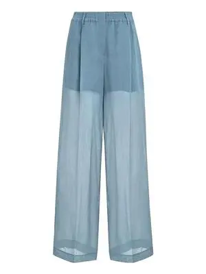 Brunello Cucinelli Cotton Organza Sartorial Track Trousers - Blue
