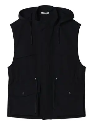 AURALEE Auralee Black Wool Canvas Gilet With Drawstring Men