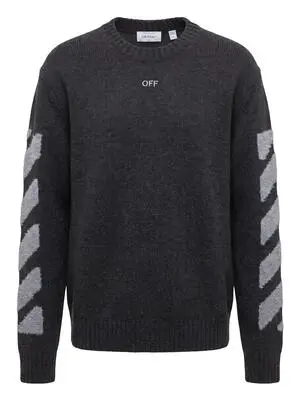 Off-White Diag Fuzzy Crew Neck Sweater - Multicolor