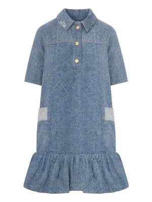 GANNI Patchwork Denim Dress - Blue