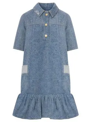 GANNI Patchwork Denim Dress - Blue