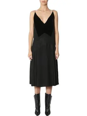 Givenchy Velvet Trimmed V-neck Sleeveless Dress - Black