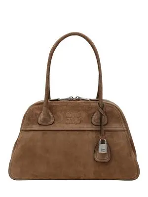 Miu Miu Medium Vivant Bag In Cocoa Suede Leather - Brown