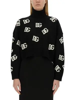 Dolce & Gabbana Jersey With Logo Inlay - Black