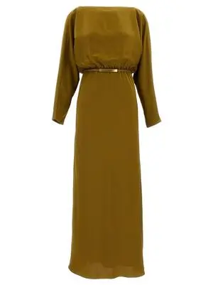 Max Mara Long Dress With Belt - Brown