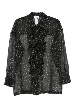 P.a.r.o.s.h Sheer Star Print Ruffle Shirt - Multicolor