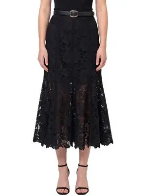 SELF-PORTRAIT Lace Midi Skirt - Multicolor