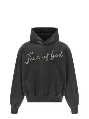 Fear Of God Cotton Graphic Print Hoodie - Gray
