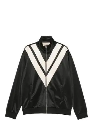 Valentino Garavani Chevron Pattern Bomber Jacket - Black
