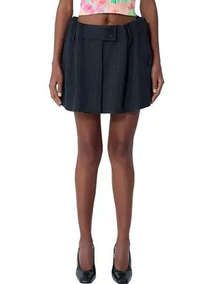Prada Chevron Wool Mini Skirt - Gray
