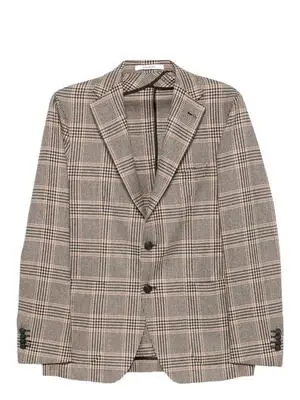 Tagliatore TAGLIATORE Check Pattern Blazer Brown