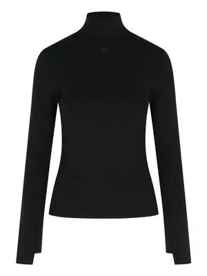 COURREGES Turtleneck Sweater In Viscose Blend - Black