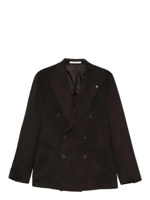 Tagliatore TAGLIATORE Cashmere Double-Breasted Peak Lapel Blazer Brown