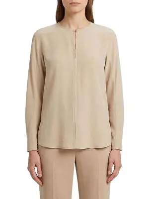 Max Mara Silk Blend Long Sleeve Top - Cream